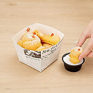 Restaurantware Bio Tek 4.3 x 4.3 x 3.2 Inch Snack Boxes 200 PE Coating Treat Boxes - Sturdy Disposable Newsprint Paper French Fry Boxes Open Top For Snacks or Baked Goods