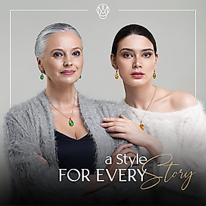 Amber by Mazukna - Green Amber Jewelry for Women - Yellow Gold Plated Silver Closure, 1.69x0.59inch 0.19oz, Dainty Polished Amber Earrings, Lightweight Gemstone Earring