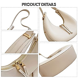 Ergocar 2022 New Women's Tote Handbags, Crescent Bags for Women Fashion Women Underarm Bag Top-Handle Bag, Beige