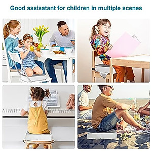 Toddler Booster Seat for Dining Table OTTOLIVES Booster Seat for Table Washable PU Cushion with 2 Cushion Waterproof Portable Travel Increasing Cushion for Toddler Training Eat Together Grey (Style A)