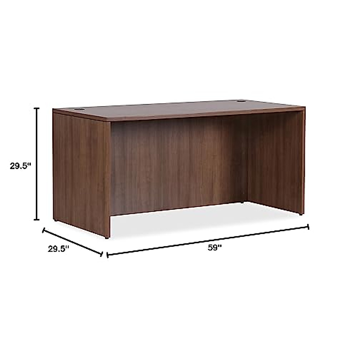 Lorell Essentials Desk Shell, Walnut Laminate