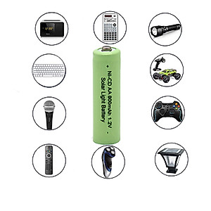 XUNTU 20 Pack Combo AA NiCd 1.2V 800mAh Rechargeable Battery for Solar Outdoor Lights Lamp Garden Yard Lawn