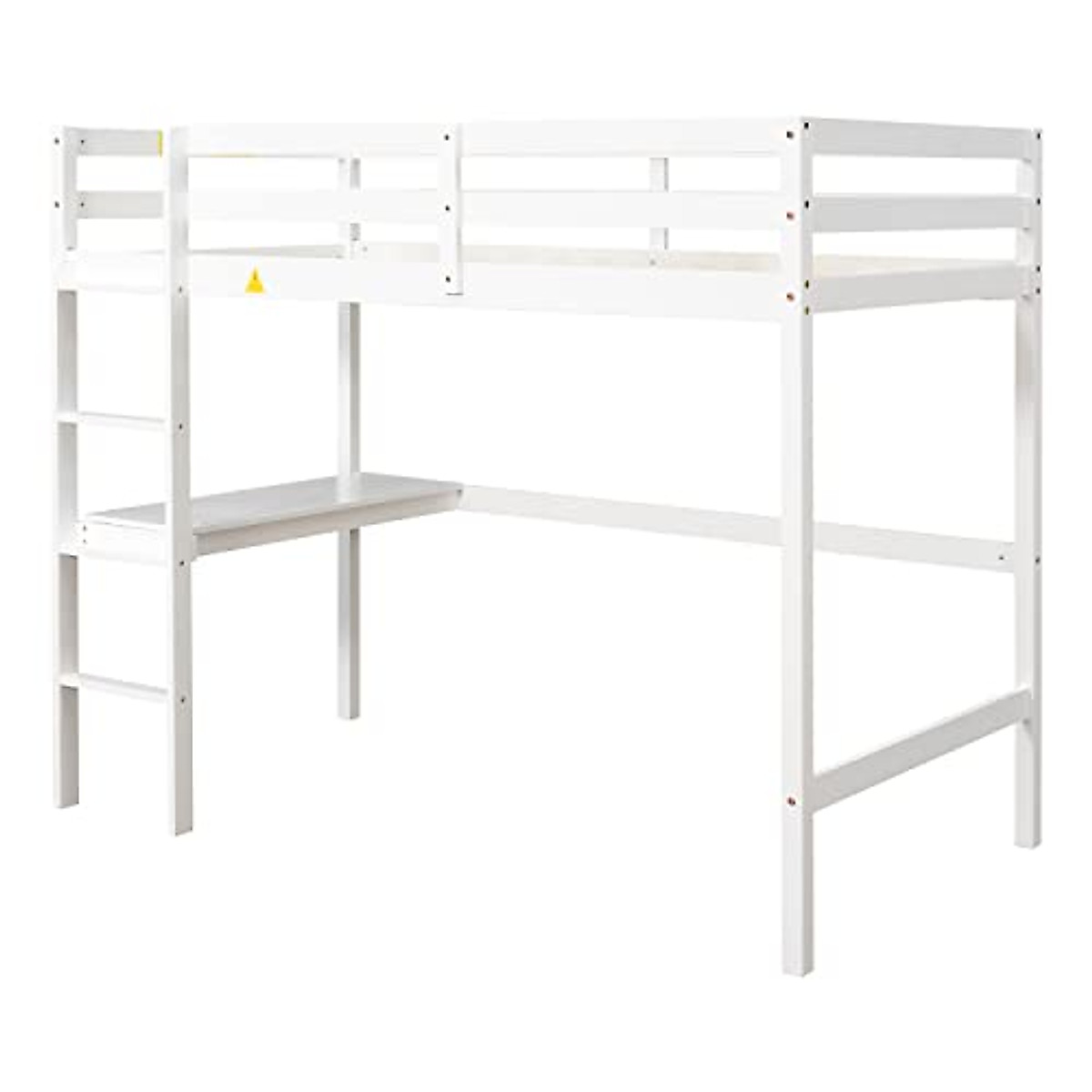 HomSof Twin Loft Bed with Built-in Desk,White