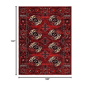 SAFAVIEH Vintage Hamadan Collection Area Rug - 9' x 12', Red & Multi, Oriental Traditional Persian Design, Non-Shedding & Easy Care, Ideal for High Traffic Areas in Living Room, Bedroom (VTH212A)