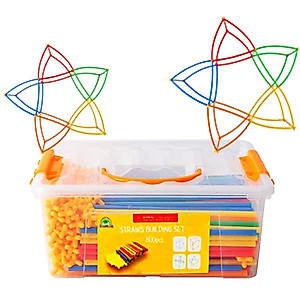Straw Constructor STEM Building Toys 800 pcs-Colorful Interlocking Plastic Enginnering Toys- Fun- Educational- Safe for Kids- Develops Motor Skills-Construction Blocks- Best Gift for Boys and Girls