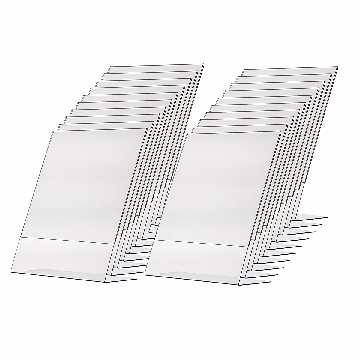 20 Pack Acrylic Sign Holder for 8.5" x 11" Literature Clear Slanted Plexiglass Countertop Graphic Image Side Load Display for Retail Stores Hotels Offices and Restaurants by Marketing Holders