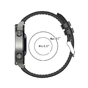 JBR Quick Release Watch Band, 20mm 22mm Universal Sweatproof Genuine Leather Silicone Hybrid Men Replacement Wristband Strap with Stainless Steel Clasp (Dark Brown, 22mm)