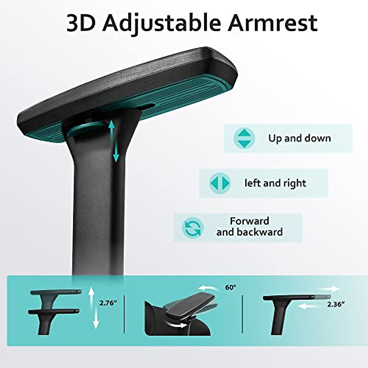 Ergonomic Office Chair, KERDOM Home Desk Chair, Comfy Breathable Mesh Task Chair, High Back Thick Cushion Computer Chair with Headrest and 3D Armrests, Adjustable Height Home Gaming Chair