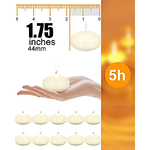 Treela 80 Pcs 1.73 Inch Unscented Floating Candles, Dripless Tealight Candles Home Decorations, Cute and Elegant Burning Candles for Wedding Vases Centerpieces Party Accessories (Ivory)