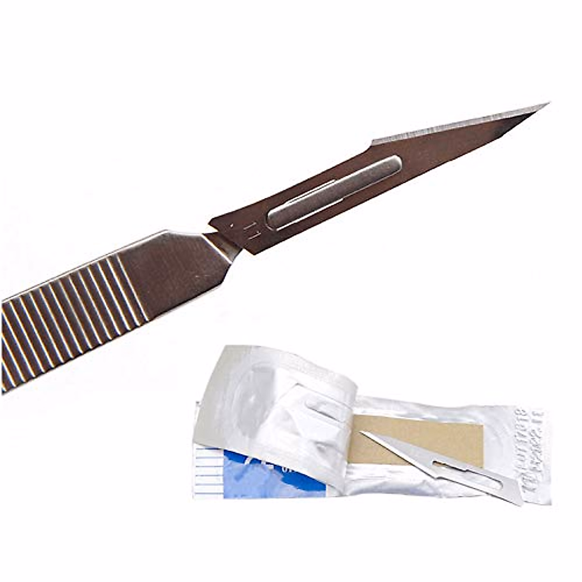 KIMRDIABTE 10 Pcs STERILE Scalpel Blades 11# with Scalpel Handle for Dermaplaning Paper Cutting,Sewing,Fruit Crafts, Modelling,Medical,Trimming calluses,Animal Surgical Knife