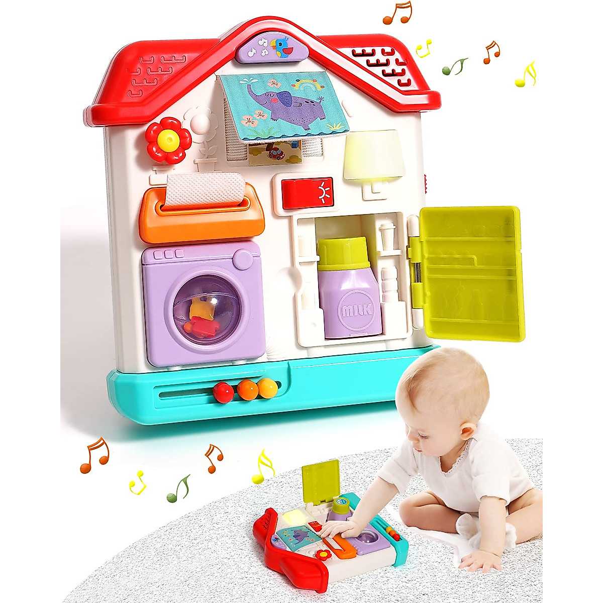 KidsMind Busy Board for Toddlers 1 2 3 4 Year Old Baby Musical Toys Montessori Sensory Toys for Autistic Children Preschool Learning Airplane Travel Activities