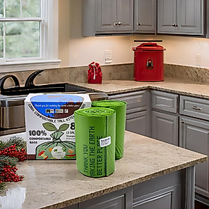 Cacus 100% Compostable Trash Bags, 13 Gallon/49.2L, 80 Count, Heavy Duty 0.90 Mils Thickness, Tall Kitchen Trash Bags, Food Waste Bags, US BPI ASTM D6400 and Europe OK Compost Home Certified