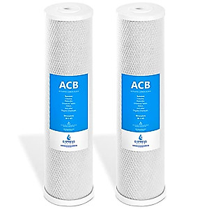 Express Water – 2 Pack Water Filter Activated Carbon Block Replacement Filter – ACB Large Capacity Water Filter – Whole House Filtration – 5 Micron Water Filter – 4.5” x 20” inch