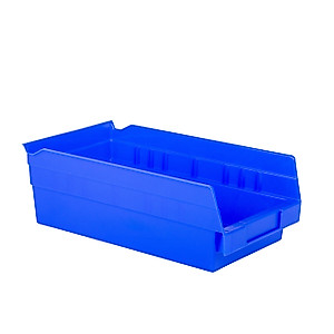 Hudson Exchange 12 x 6 x 4" Plastic Nesting Storage 12” Shelf Bin Container - 15 lb Capacity (Blue)