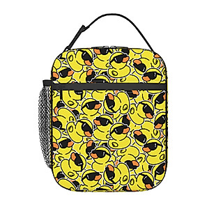 Gbuzozie Funny Rubber Ducks Lunch Bag Insulated Portable Reusable Lunch Box With Zipper For Picnic Work Office Travel School
