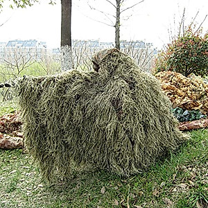 MOBUKJUU Outdoor Hunting Ghillie Suit Ghillie Clothes Top Men Camouflage Hunting Ghillie Suit Outdoor Jungle Hunting Cloak Poncho (Desert Sand)