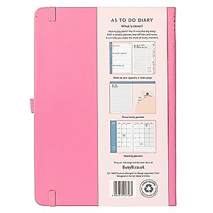 Busy B A5 To Do Diary January to December 2024 - Pink - Faux Leather Week to View Diary with Notes, Tear-Out Lists & Pockets
