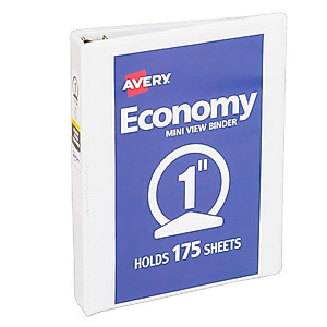 Avery Mini Economy View Binder with 1 Inch Round Ring, 5.5 x 8.5 inches, White, 1 Binder (5806)