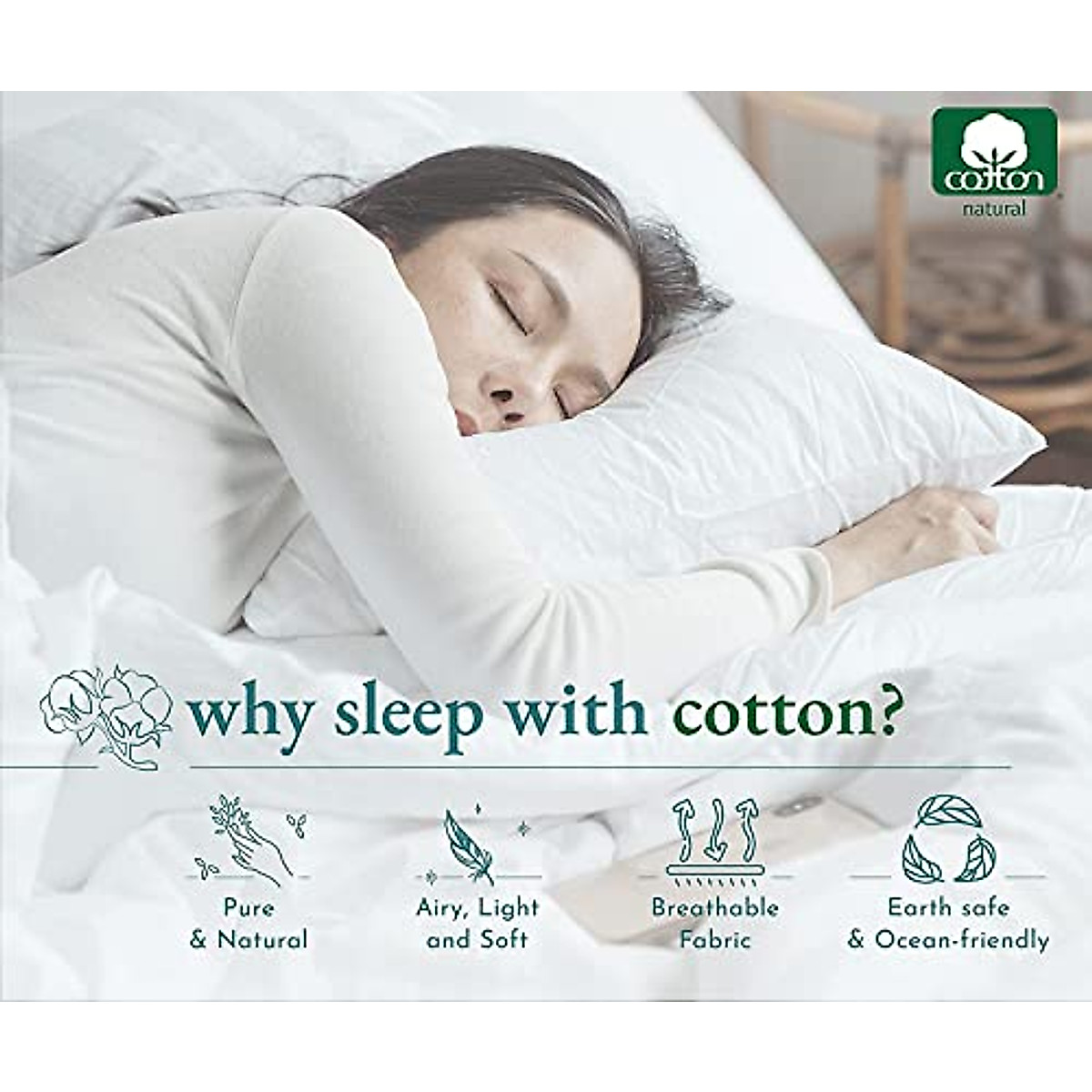 EnvioHome 100% Cotton Twin XL Sheets – 144 TC Percale Breathable & Cooling Flat Sheet & Upto 16 inch Deep Fitted Sheet with Standard Pillowcases Bed Sheet Set