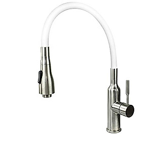 Transolid TCAB-2420-WS 24-in Laundry Cabinet Sink, Stainless Steel High Arc Faucet, and Basket, White