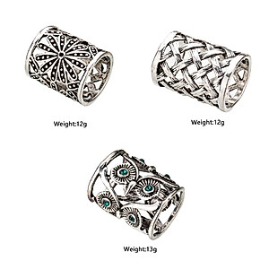 Joyci 3pcs Retro Women's Scarf Ring Clip Slide in Gold Silver Tone Metal Antiqued Hollow Tube Chiffon Buckle (Silver)