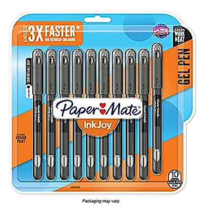 Paper Mate InkJoy Gel Pens Medium Point (0.7mm) Capped, 10 Count, Black (2022995)