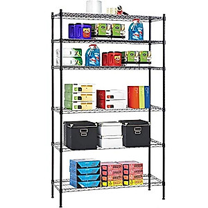 6 Shelf Wire Shelving Unit Heavy Duty Metal Storage Shelves NSF Wire Shelf Organizer Black