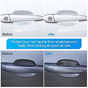 AOOF Car Door Handle Scratch Protector 8PCS White Car Accessories Carbon Fiber Door Handle Protector Stickers Car