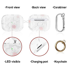 MOLOVA Airpods Pro Case Flower with Keychain Cute Floral Print Airpod Pro Protective Hard Case Cover for Apple Airpod Pro Charging Case LED Visible (Morning Glory)