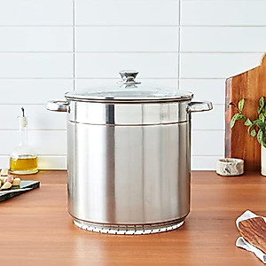 McSunley Stockpot with Encapsulated Bottom Base, 16 Qt, Stainless Steel