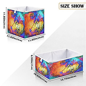 Wolf Portrait Cube Storage Bin Collapsible Storage Bins Waterproof Toy Basket for Cube Organizer Bins for Kids Girls Boys Toys Book Office Home Shelf Closet - 11.02x11.02x11.02 in