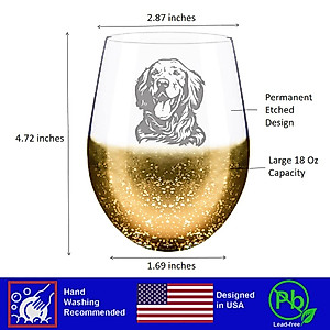 Valentines Day Gifts for Golden Retriever Dog Mom Dog Dad, Golden Retriever Dog Face Etched Gold Wine Glass