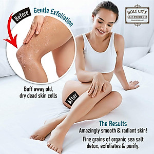 Exfoliating Body Scrub - Pure Dead Sea Salt Scrub for Hands and Body, 16 fl oz Hydrating Moisturizing Skin Care for Body Acne, Wrinkles (Honey Almond)