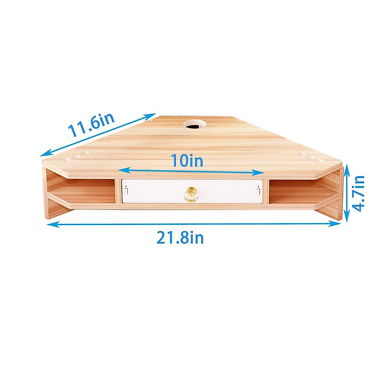 KUAIYU Triangle Monitor Riser,Cut Triangular Computer Monitor Desktop Corner Stand,Desktop Corner Shelf With Drawers Wooden Computer Stand With Storage Laptop Risers Office Organization.