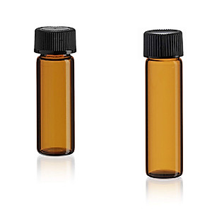 MagnaKoys 1 Dram & 2 Dram variety in Amber Glass Vials w/ Black Caps for Essential Oils & Liquids