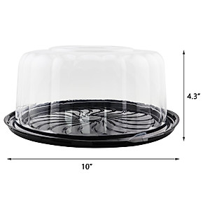 EWAFILU 5pcs 10Inch Round Cake Pies Carriers Plastic Disposable Cake Containers with Dome Lids Clear Bundt Cake Boxes