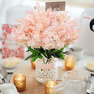 Uieke 4Pcs Artificial Flowers Wisteria Bundle Fake Flowers Silk Floral Bouquet Arrangements for Home Wedding Party Garden Fences Decor Light Pink