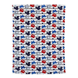 Disney Mickey Mouse Plush Grey, Red, Blue Baby Blanket