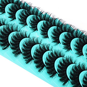 False Eyelashes Fluffy Mink Cat Eye Lashes Strip Pack 10 Pairs 18MM Wispy D Curl Fake Lashes That Look Like Extensions 8D Full Dramatic Eyelash by Goddvenus