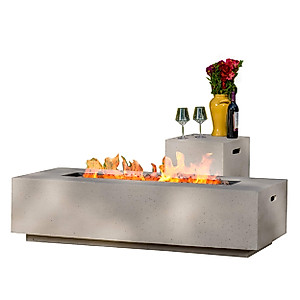 GDFStudio Christopher Knight Home Aidan Outdoor Rectangular Fire Table with Tank Holder, Light Gray