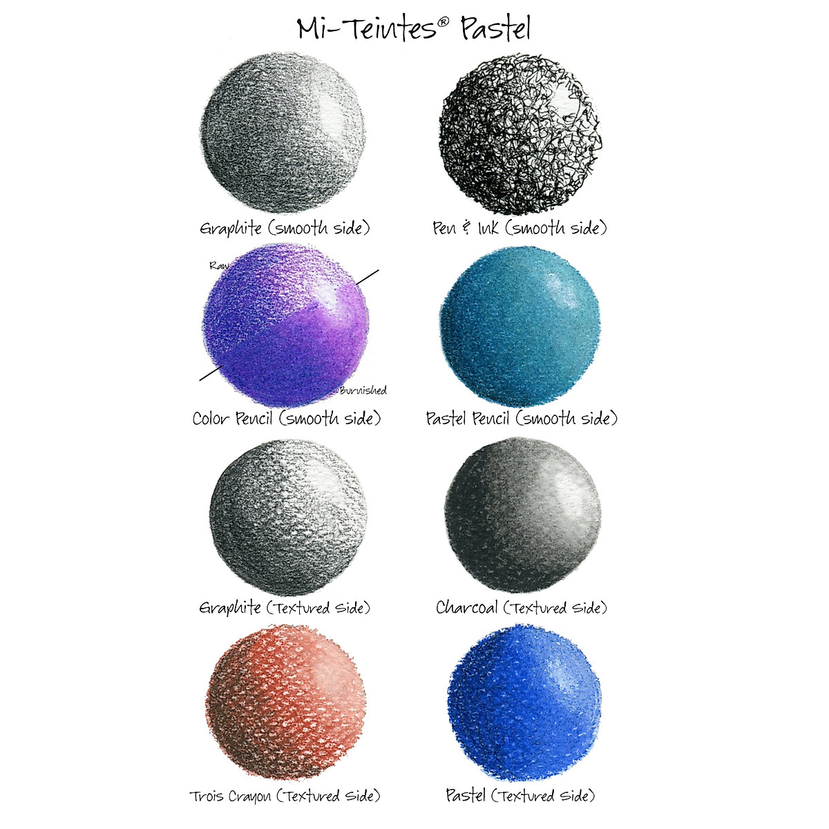 CANSON Mi-Teintes Pastel Pad, Assorted Colors 9"X12" Fold Over (100510864) , White