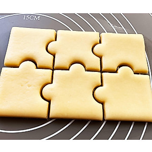 Large Rectangle Puzzle Cookie Cutter for Dough, 6 Pcs Multicutter 6.375" by 4.25" with 2.125-Inch Square Pieces (Puzzle)