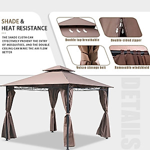 Gazebo Canopy Tent 10' X 10' BBQ Outdoor Patio Grill Gazebo for Patios Large Garden Top Gazebo with Sidewall Party Tent