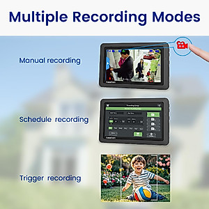 CasaCam VS802 Wireless Security Camera System with 7" Touchscreen Monitor and 2 pcs. HD Cameras, Two-Way Audio, Free APP, SD Card and Battery Installed (720p Camera, 7" Monitor)