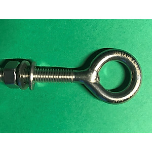 US STAINLESS 4 Pieces Stainless Steel 316 M6 Eye Bolt 6mm x 80mm (1/4" x 3 3/16") Marine Grade Pitch of 1