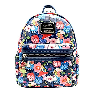 Loungefly X LASR Exclusive Disney Alice in Wonderland Golden Afternoon AOP Mini Backpack - Fashion Cute Purses Backpacks