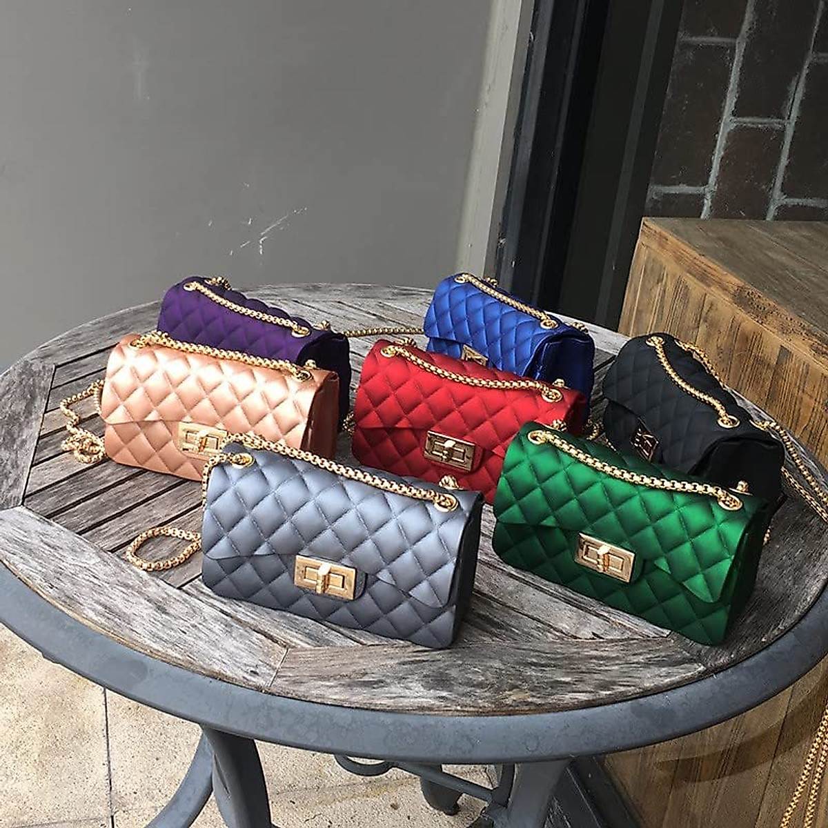 Bella Luna Mini Candy Color Quilted Jelly Purse Crossbody Bag or Shoulder Bag for Women Teens or Girls (Matte Gold)