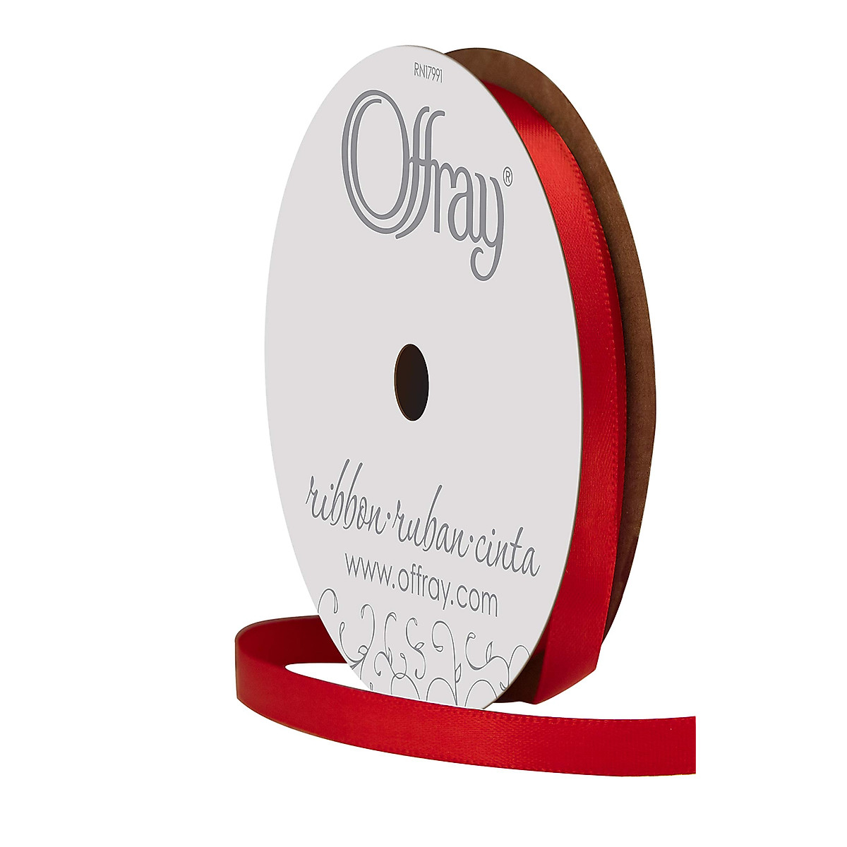 Berwick 062029 1/4" Wide Single Face Satin Ribbon, Red, 6 Yds