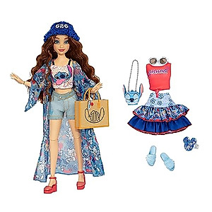 Disney ily 4EVER Dolls Disney 100 - Stitch 11.5" Tall with 13 Points of Articulation, Two Complete Mix-and-Match Outfits and Glittery Mickey Ring for You!