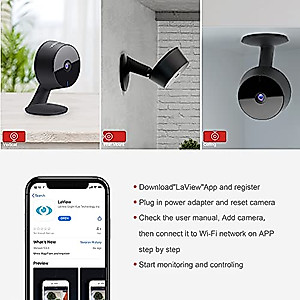 LaView Security Cameras 4pcs, Home Security Camera Indoor 1080P, Wi-Fi Cameras Wired for Pet, Motion Detection, Two-Way Audio, Night Vision, Phone App, Works with Alexa, iOS & Android & Web Access
